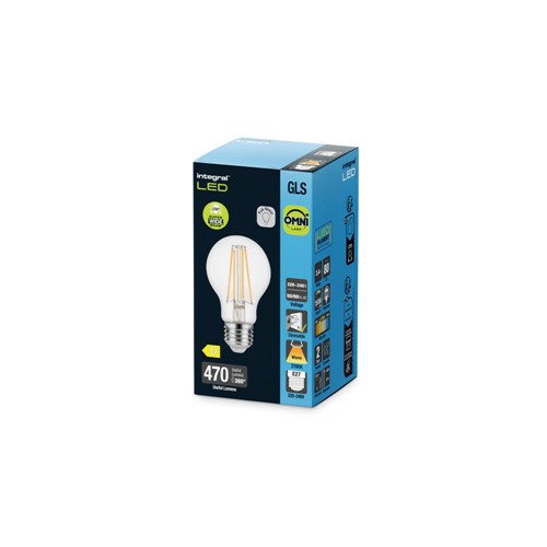 Integral LED | OMNI FILAMENT GLS BULB E27 470LM 3.4W 2700K DIMMABLE 330 ... Integral LED | OMNI FILAMENT GLS BULB E27 470LM 3.4W 2700K DIMMABLE 330 ...